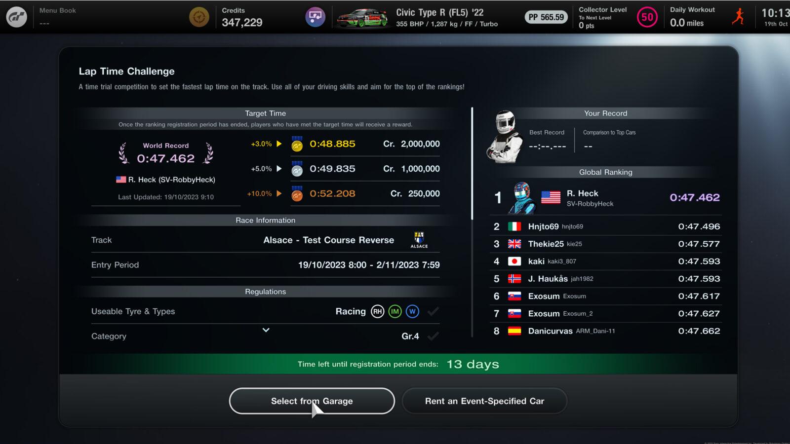 Gran Turismo 7 S Lap Time Challenge 19th Oct 2nd November Traxion